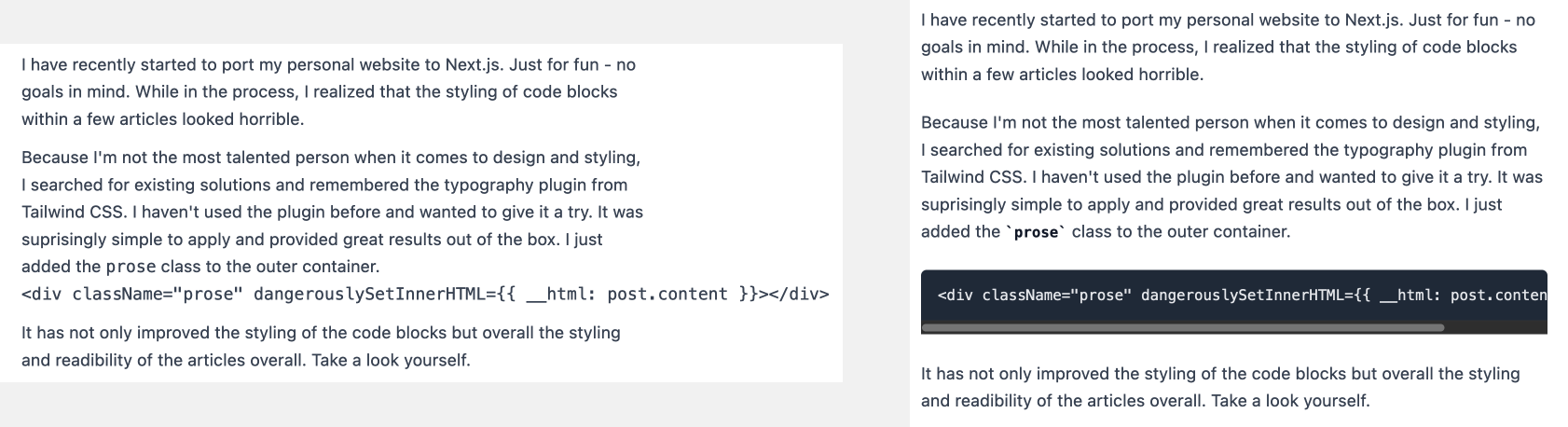 Tailwind CSS Typography before and after Tailwind CSS Typography before and after